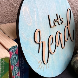 Lets Read, Lets Read Wood Sign, Reading Nook Decor, Classroom Wood Sign ...