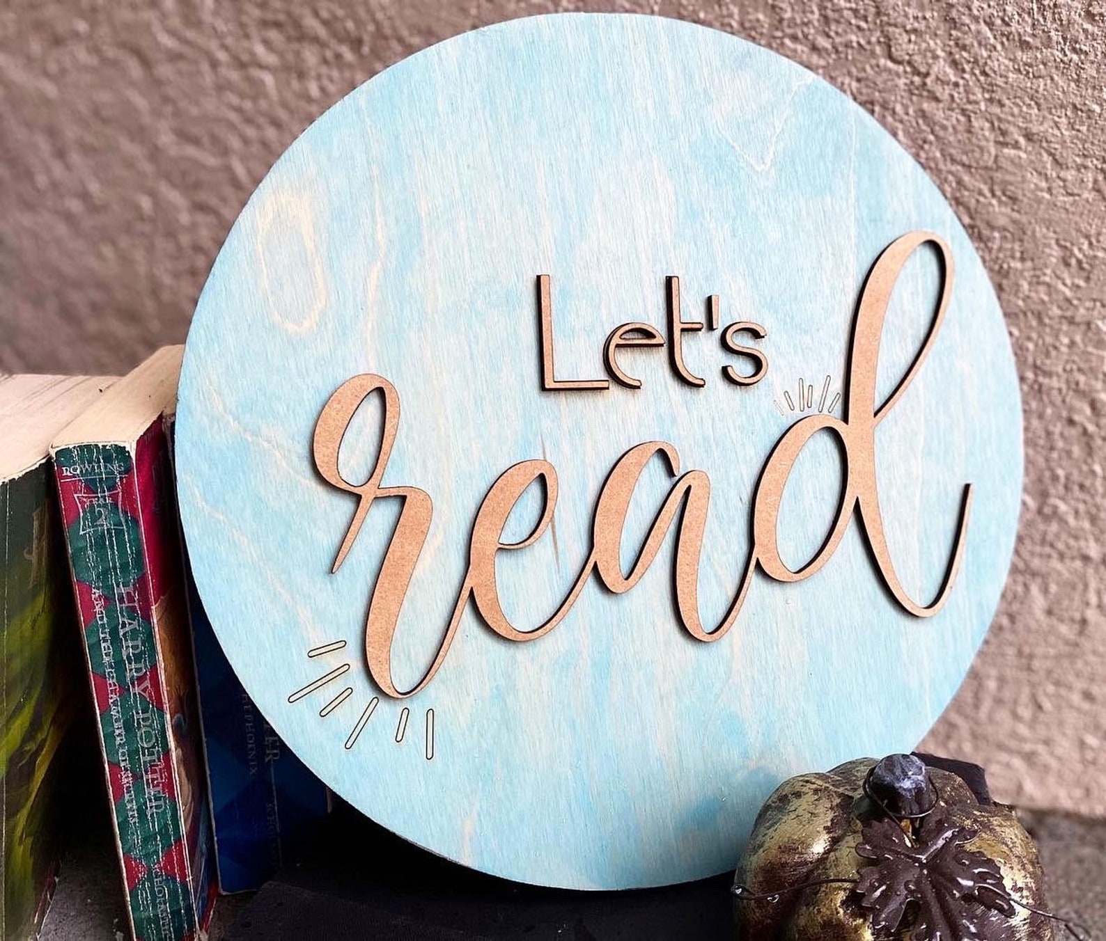 Lets Read Lets Read Wood Sign Reading Nook Decor Classroom - Etsy