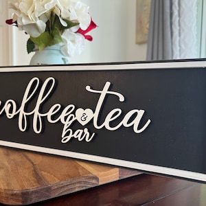 Coffee & Tea Bar Wall Sign, Home and Office Wall Decor, Break Room ...
