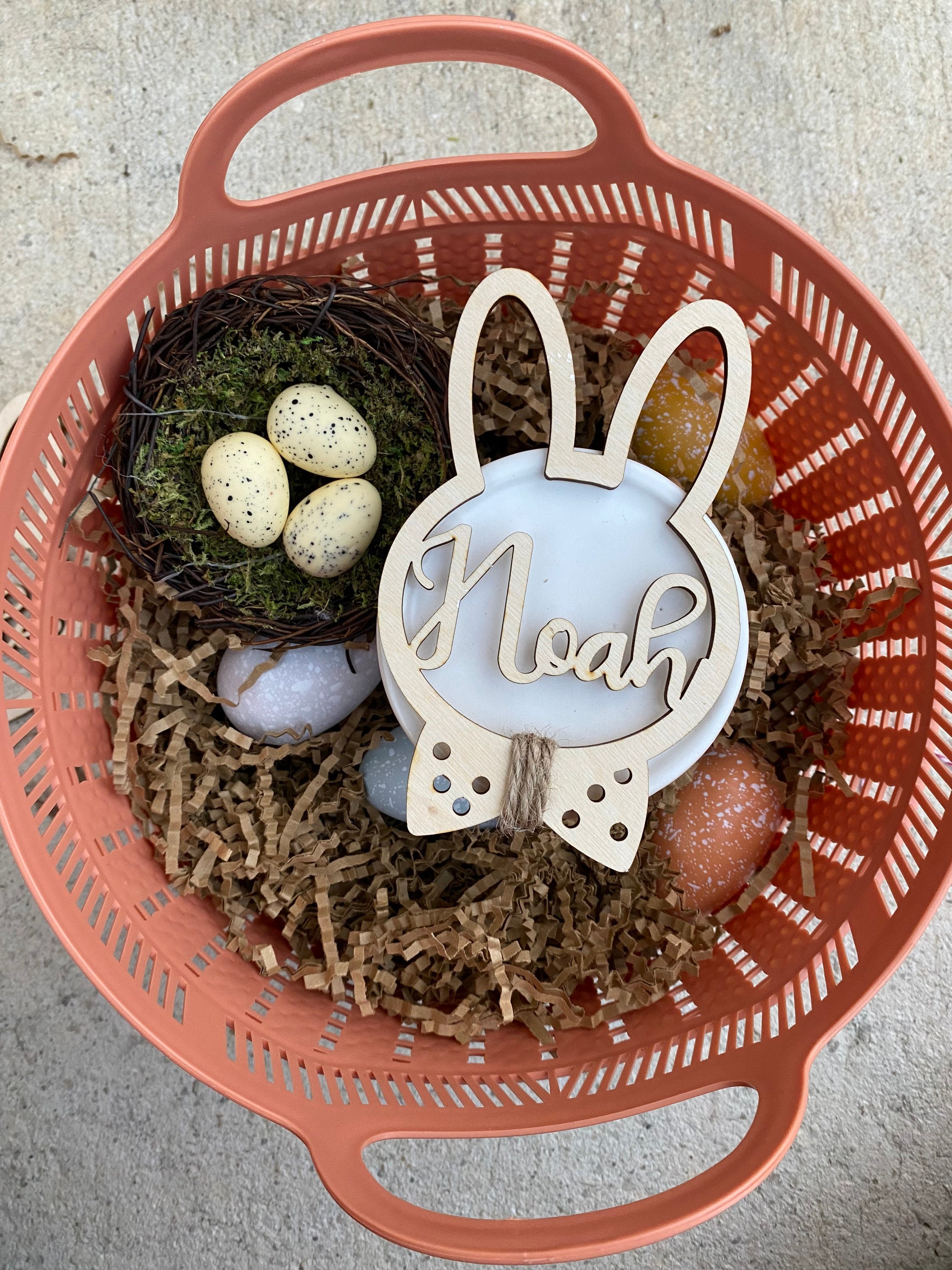Bunny Tag, Easter Bunny Name Tag, Personalized Kids Nametag, Boho Bunny ...