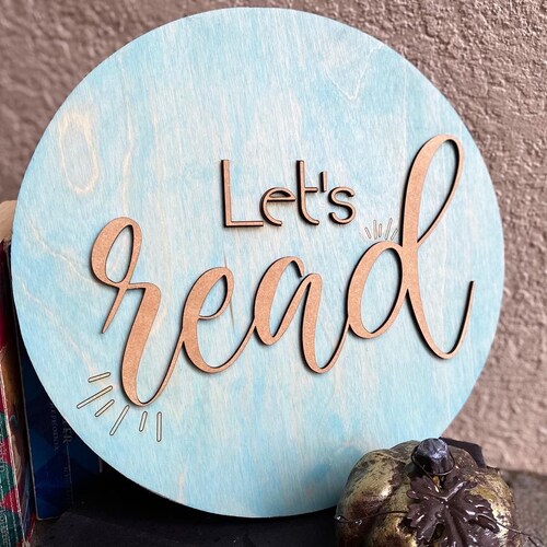 Lets Read Lets Read Wood Sign Reading Nook Decor Classroom - Etsy