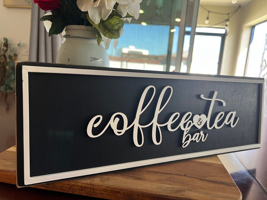 Coffee & Tea Bar Wall Sign, Home and Office Wall Decor, Break Room ...