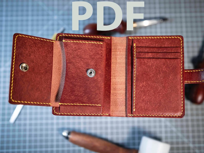 Leather Vertical Bifold Wallet Template - Leather DIY - Pdf Download - Etsy