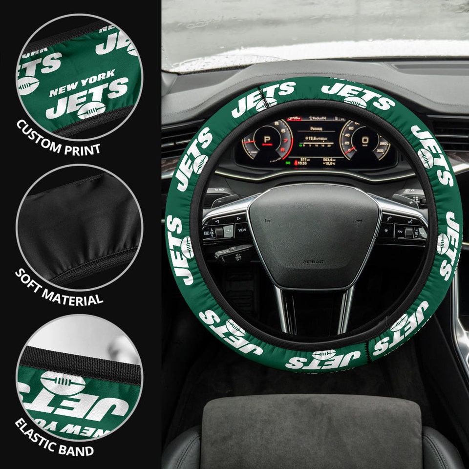 New York Jets themed custom steering wheel cover for a fan sold by ...