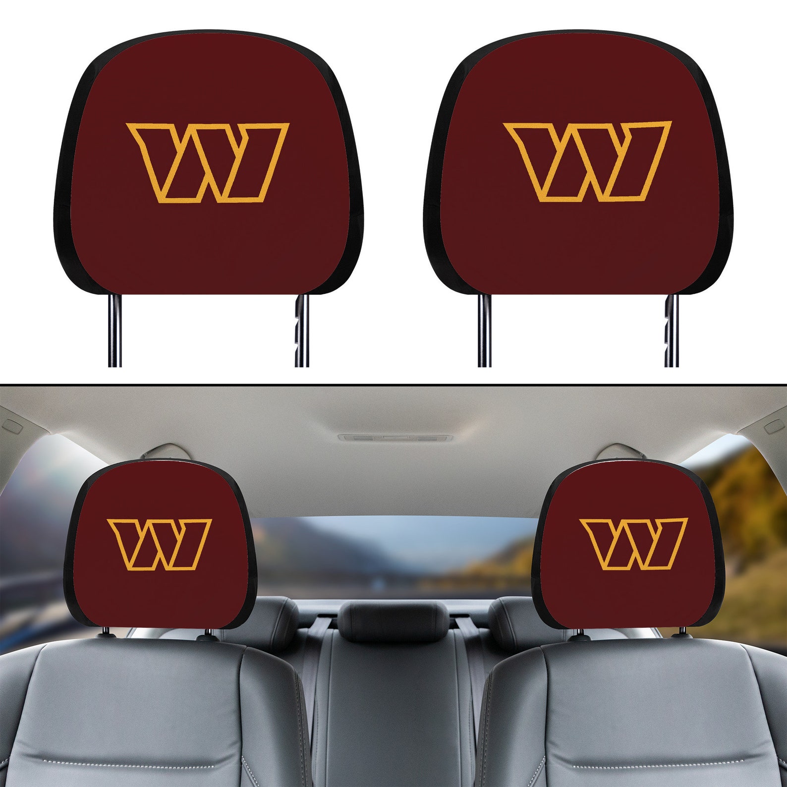 Washington Commanders Themed Custom Car Headrest Cover for a Fan - Etsy