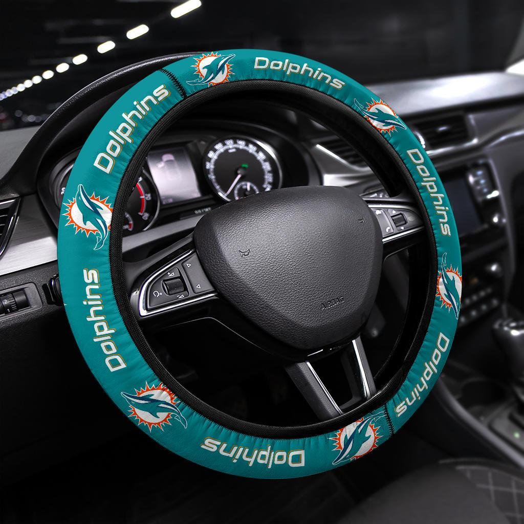 Miami Dolphins Themed Custom Steering Wheel Cover for a Fan, Fits Most ...
