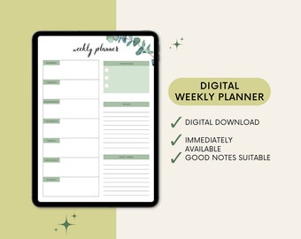 Printable Weekly Planner - Green - Etsy
