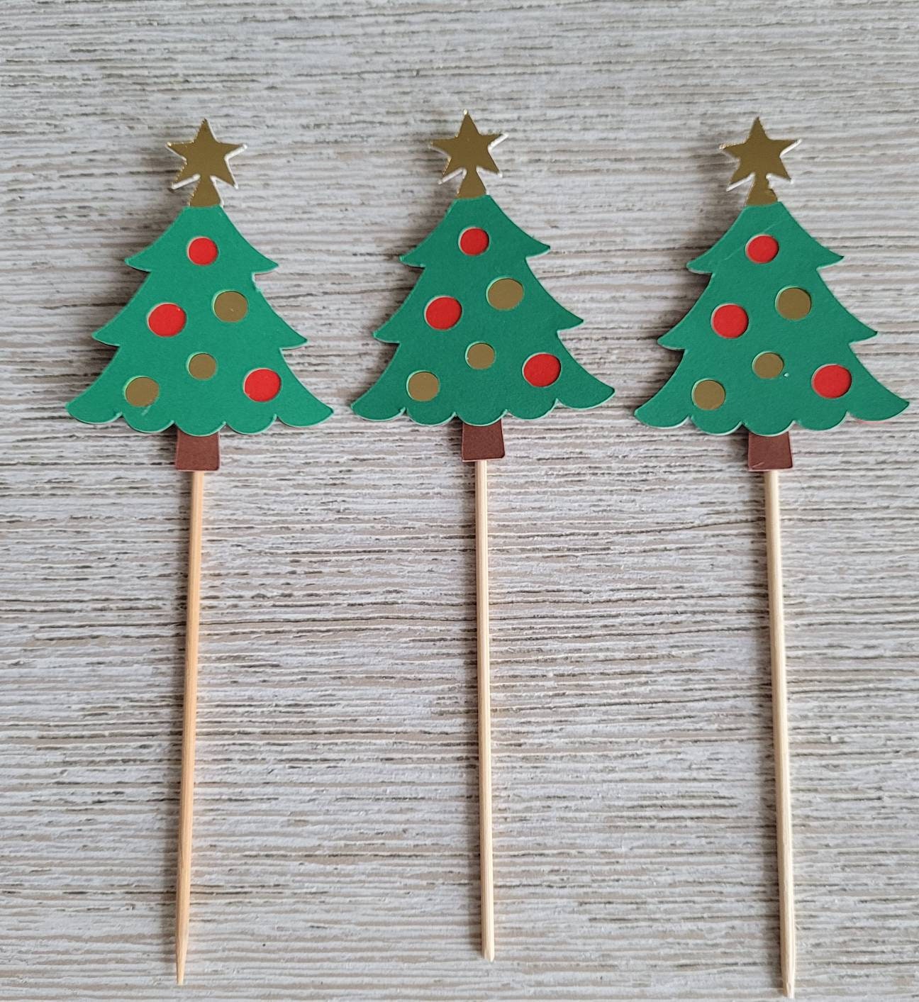 Christmas Cupcake Toppers, cake topper, decoración navideña, bastón de ...
