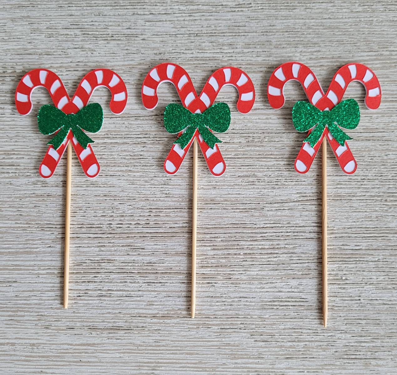 Christmas Cupcake Toppers, cake topper, decoración navideña, bastón de ...