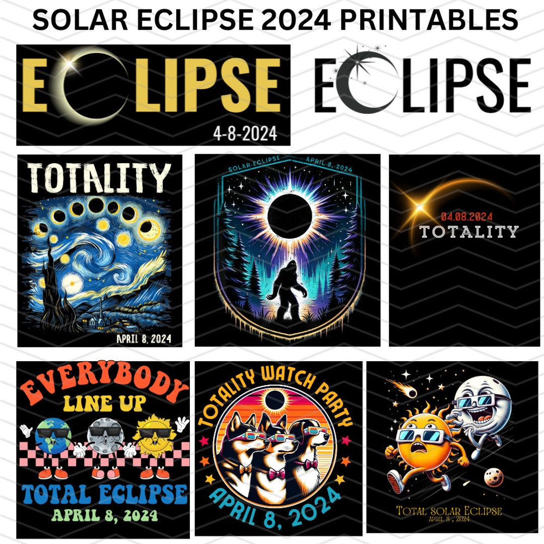 High-resolution Bundle of 8 Solar Eclipse 4.8.24 PNG, Total Solar ...