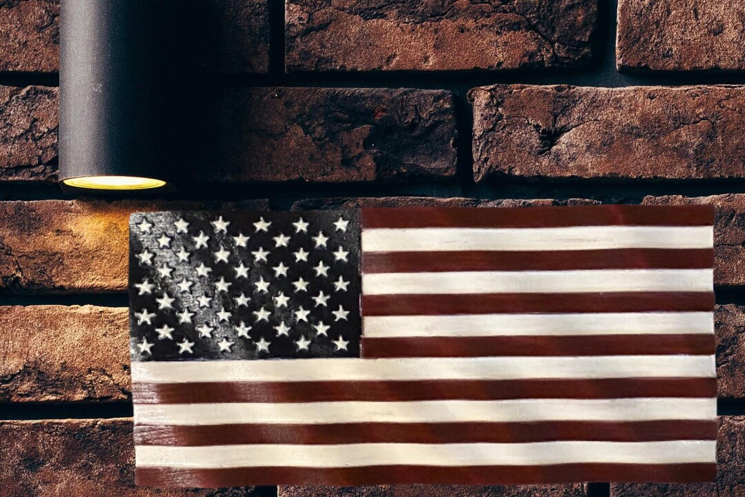 Rustic Wooden Waving American Flag - Etsy