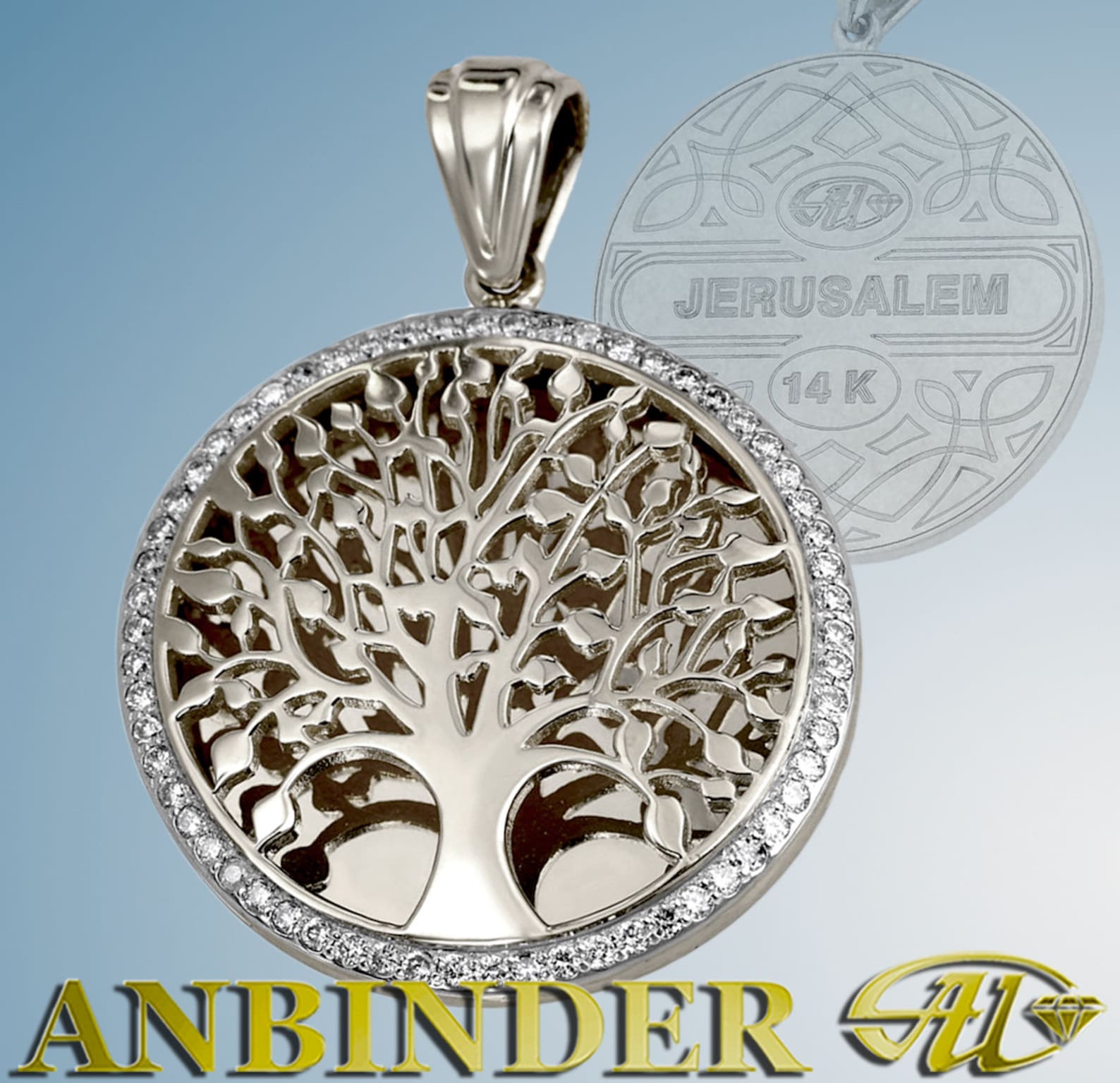 14K White Gold Tree of Life Pendant With White Diamonds - Etsy
