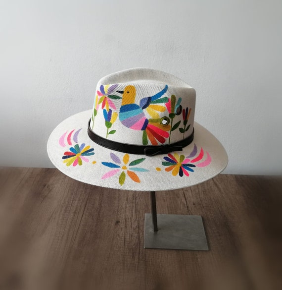 Mexican Jute Hat. Hand Painted Hat. Colorful Tenangos - Etsy