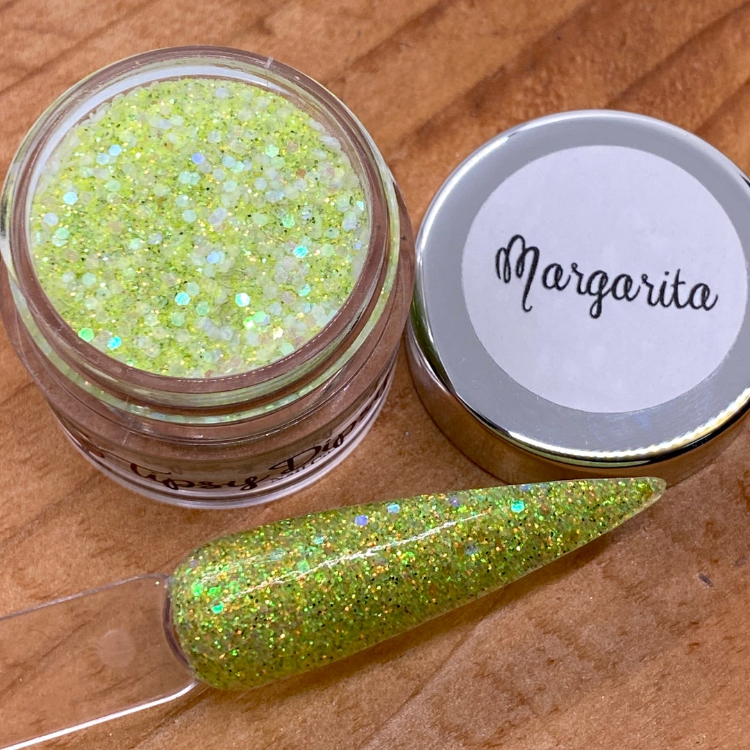 Margarita 34 Lime Green Holographic Glitter Dip Powder - Etsy UK