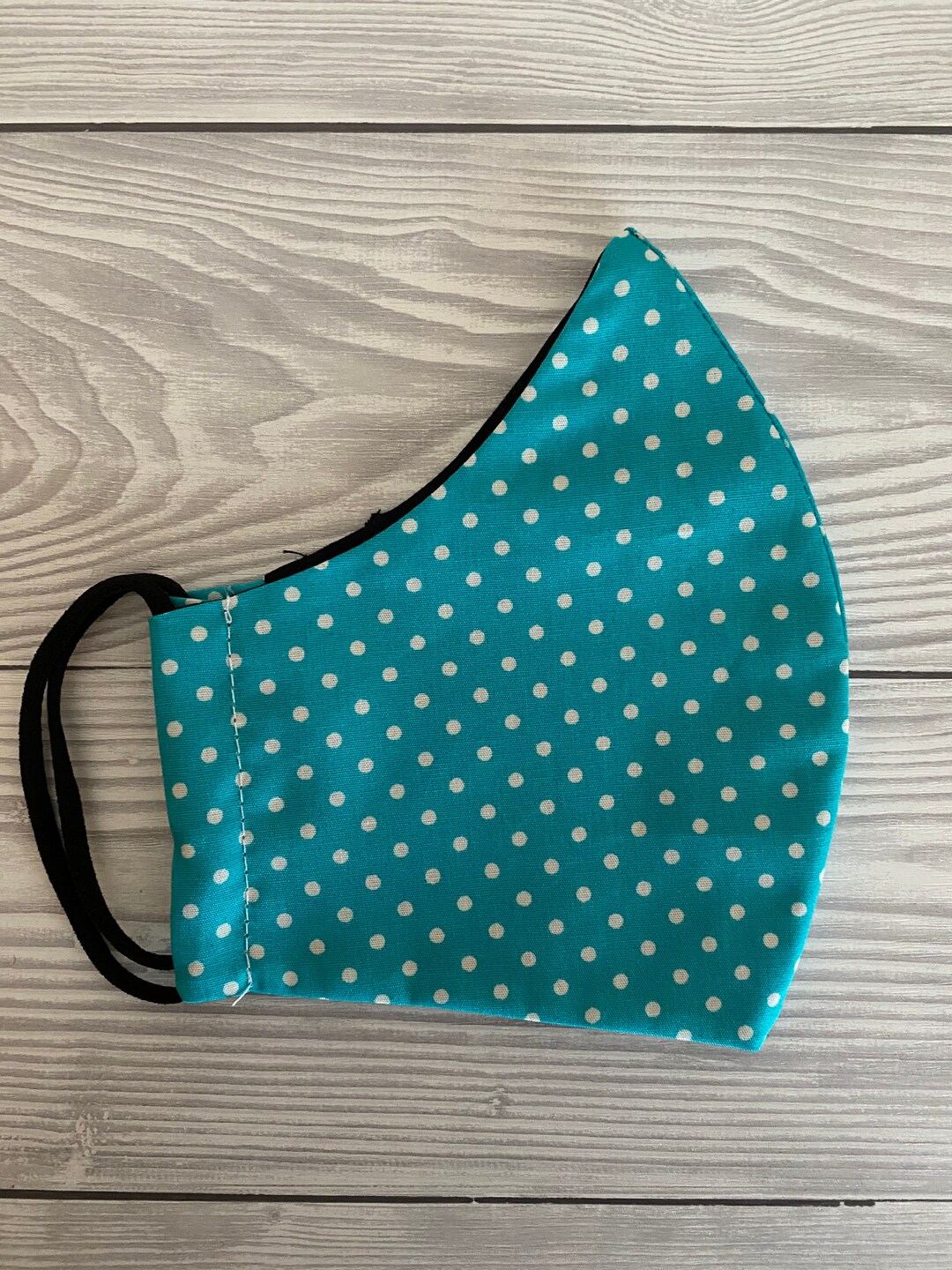 Aqua / Turquoise Polka Dot Face Mask Reusable Washable Handmade With ...