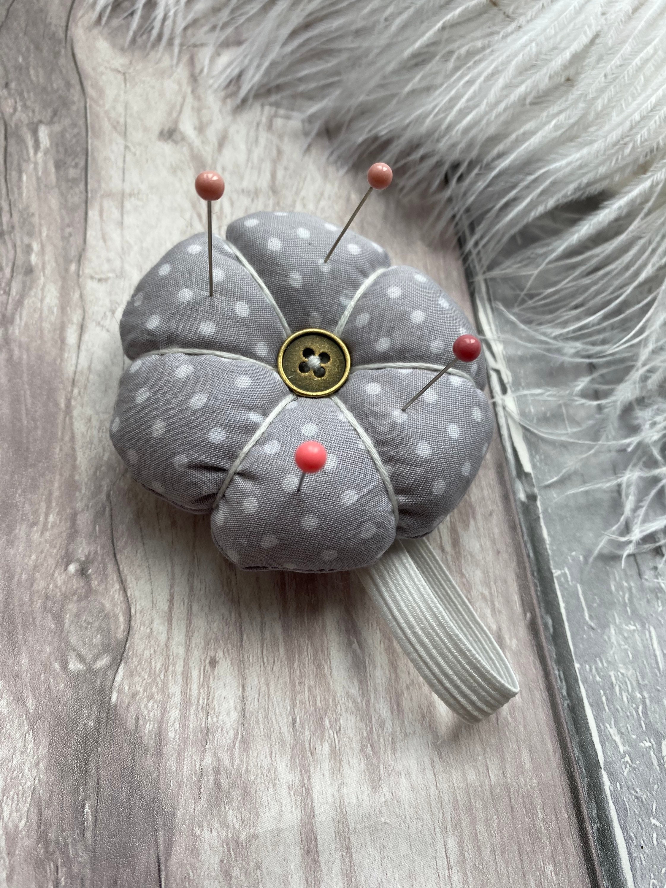 Pin Cushion Flower With Elastic Wrist Strap Blue & White | Etsy