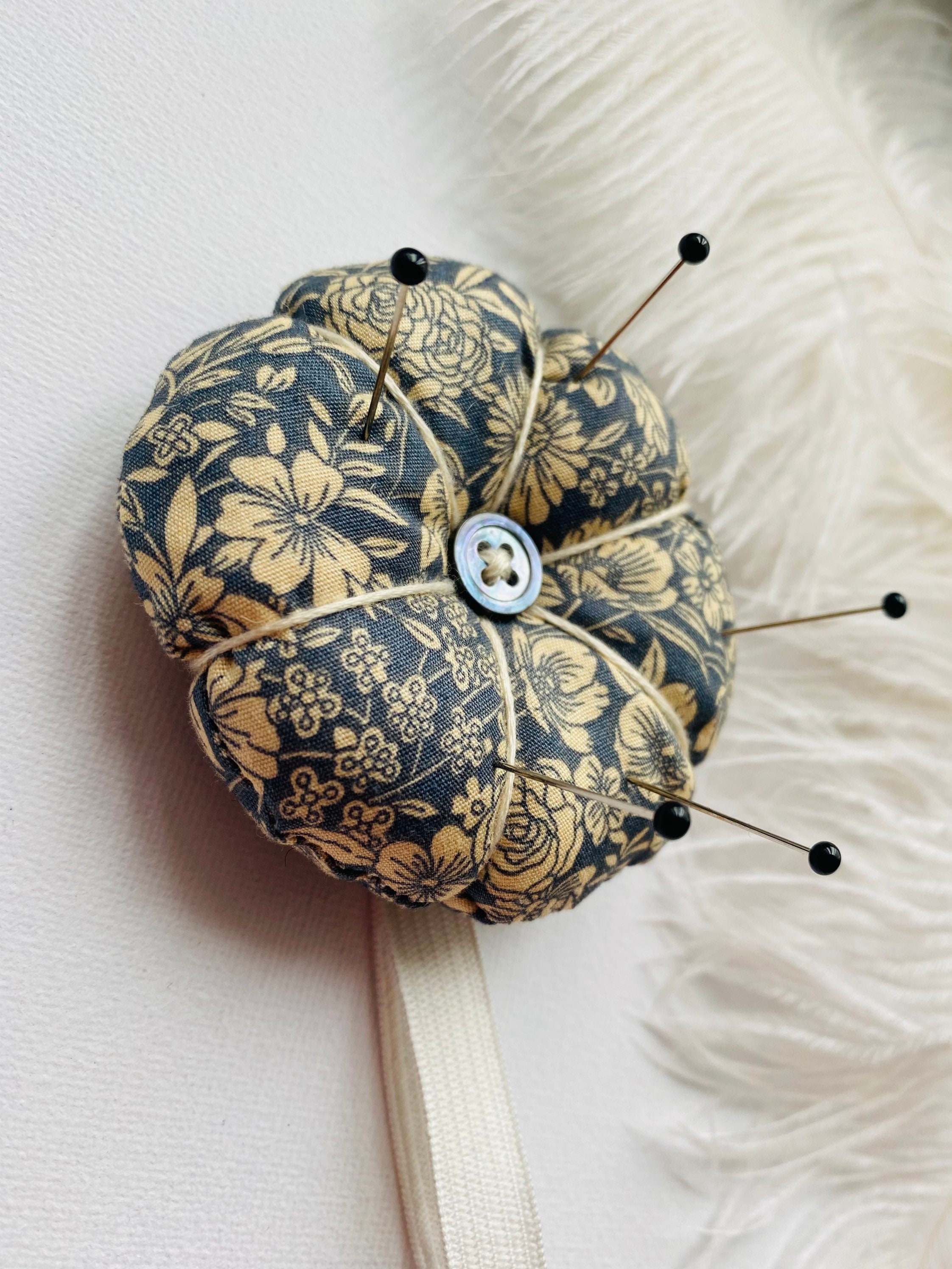 Pin Cushion Flower With Elastic Wrist Strap Blue & White | Etsy