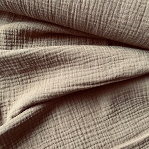 Soft Double Gauze Muslin Fabric by the Metre or Half Metre Taupe ...