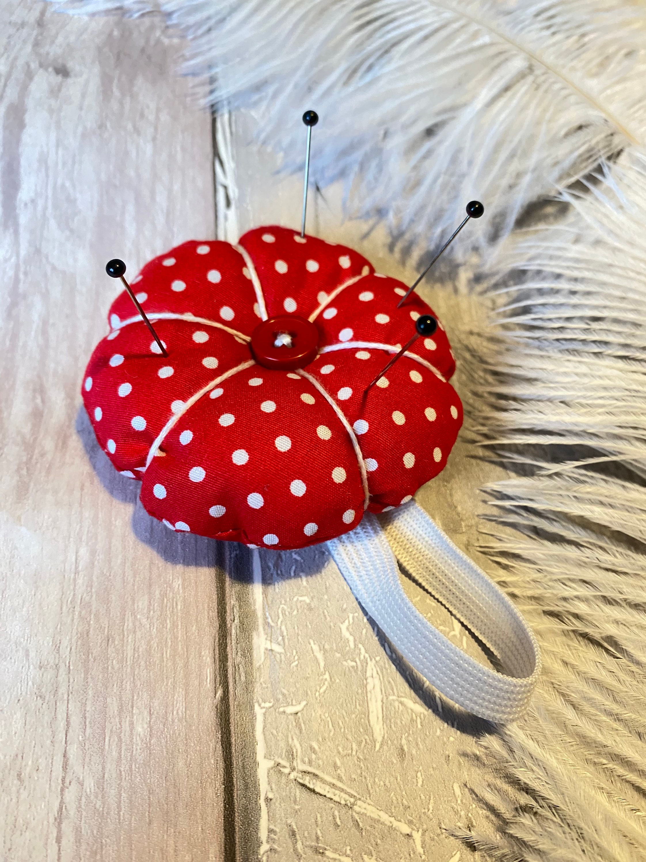 Pin Cushion Flower With Elastic Wrist Strap Blue & White | Etsy