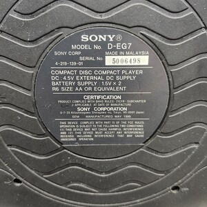 Sony Discman D-EG7 Portable CD Player ESP2 Retro Working - Etsy