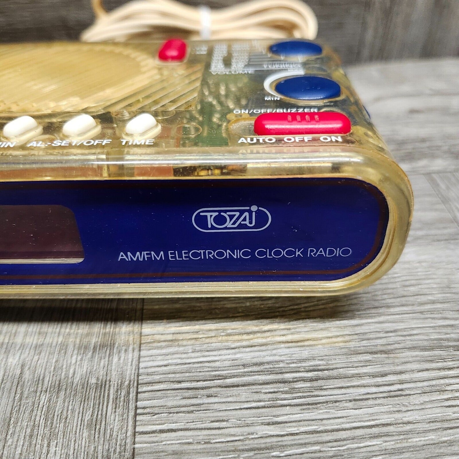 Tozai Clock Radio 2233T AM/FM Clear See Thru Alarm Clock 1998 Vintage ...