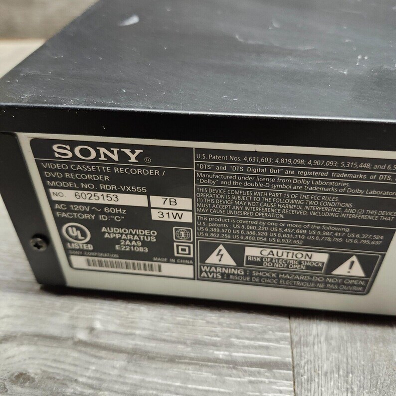 Sony RDR-VX555 DVD Recorder VCR Vhs Combo Hdmi - No Remote - Tested - Etsy