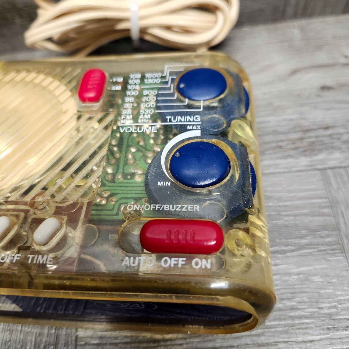 Tozai Clock Radio 2233T AM/FM Clear See Thru Alarm Clock 1998 Vintage ...