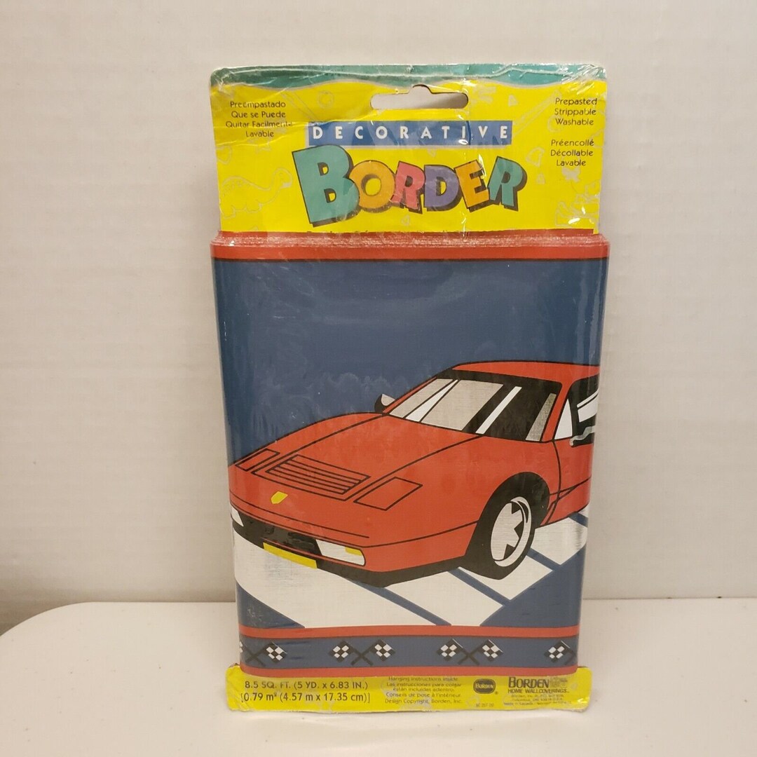 Vintage Borden Decorative Wallpaper Border With Cars Ferrari and ...