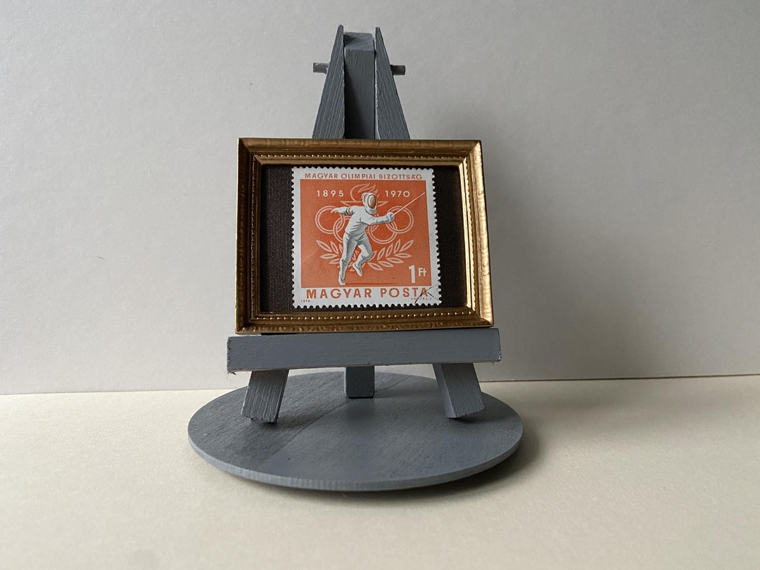 Fencing Ornament Framed 1970 Postage Stamp of Fencing at the Olympics ...