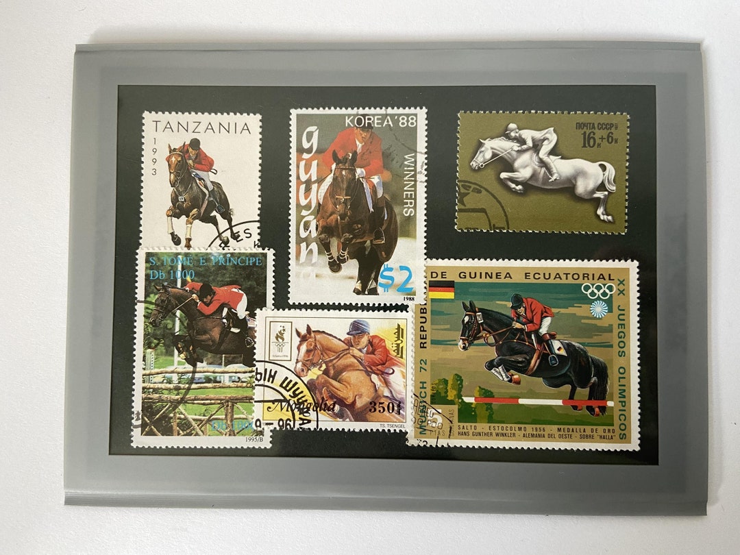Horse Show Jumping Postage Stamps Dated From 1972 Onwards on a Large ...