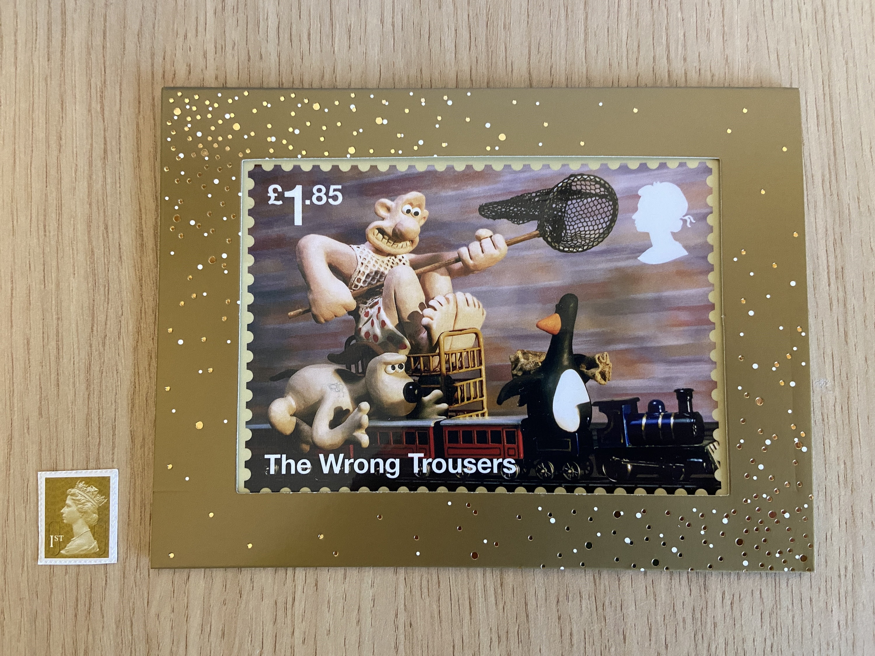 Wallace and Gromit on 2022 Postage Stamp Postcard of the Wrong Trousers ...