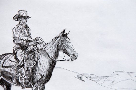 Cowboy Drawings In Pencil