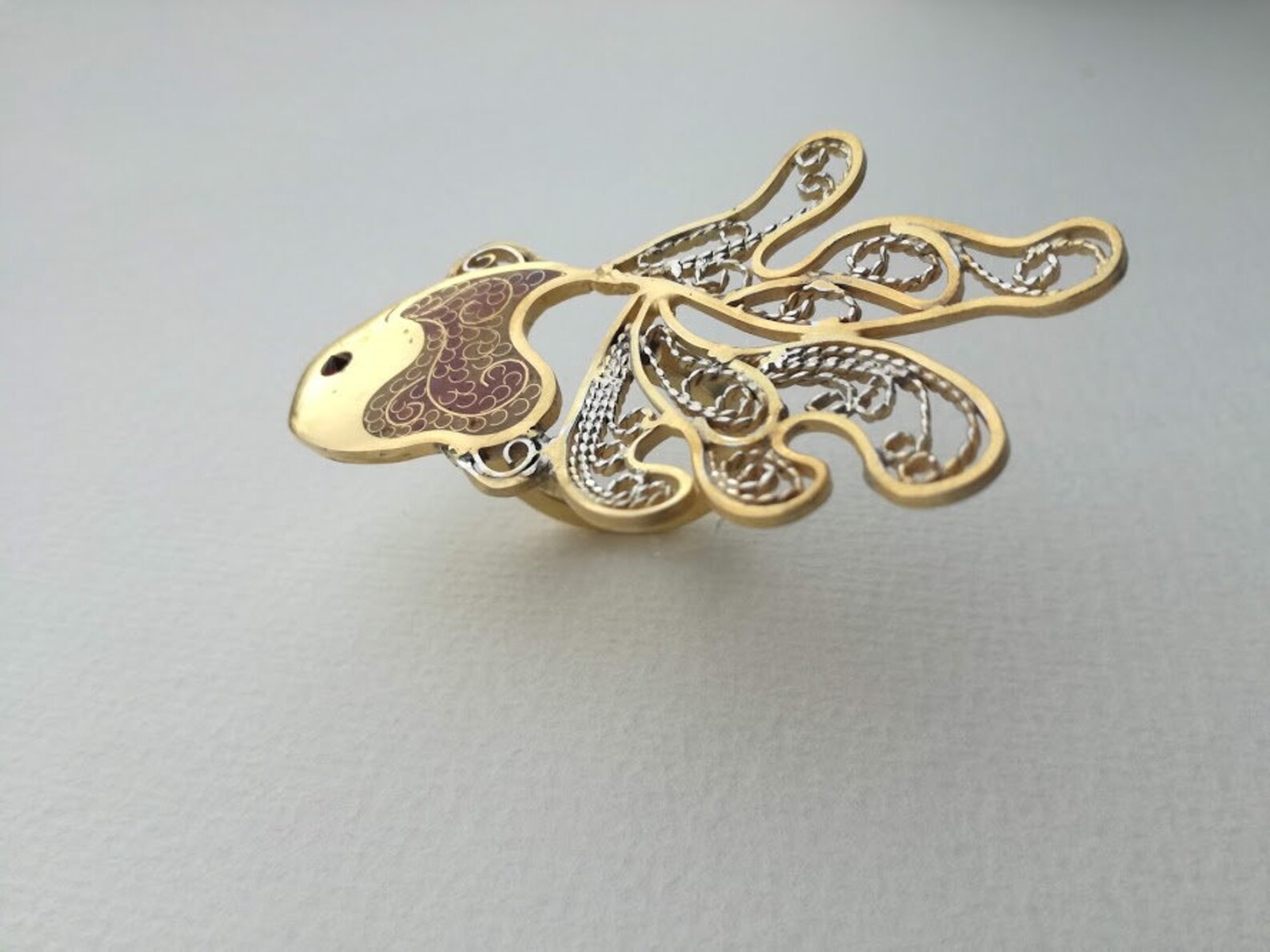 Fish Ring Sterling Silver Gold Plated Fish Enamel Ring - Etsy