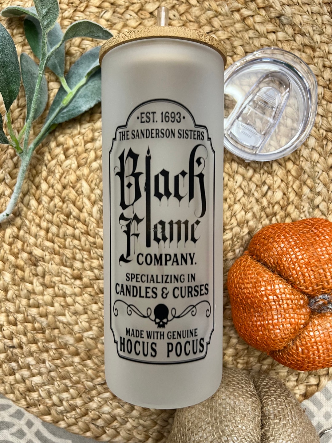 Halloween Frosted Glass/ Tall Skinny Witch Glass/ Witch's Brew Frosted ...