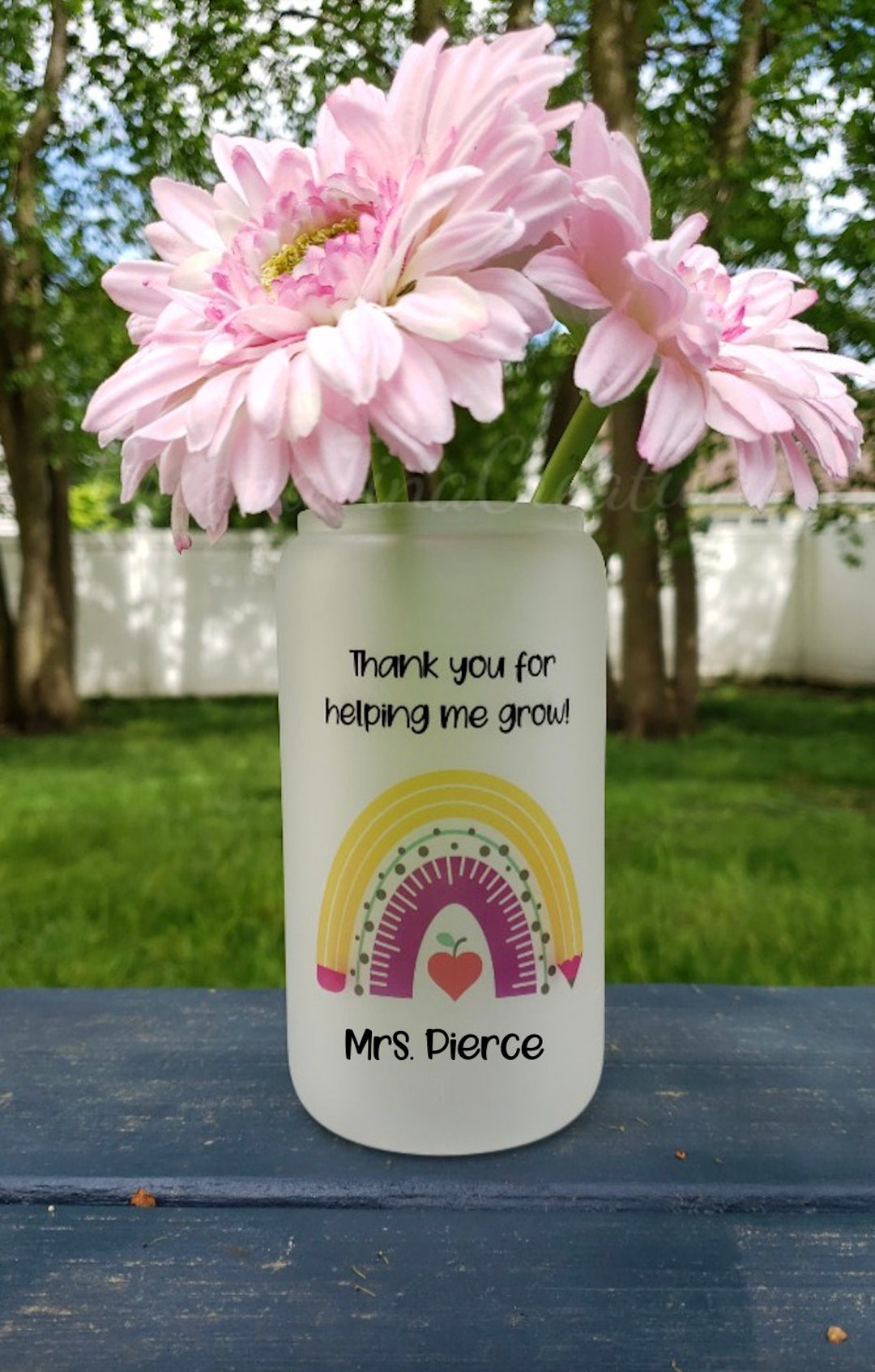 Personalized Teacher Jar Vase/ End of the School Year Teacher Gift ...