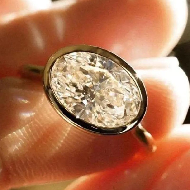 Horizontal Oval Engagement Ring - Etsy