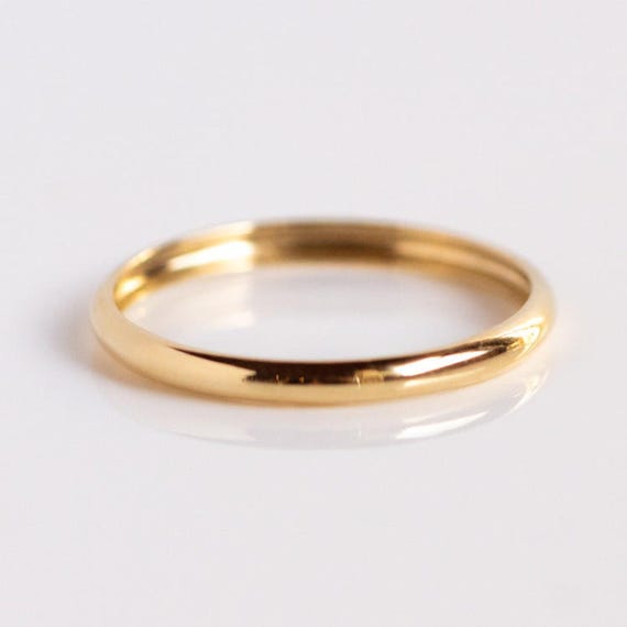 14k Gold 2mm Thin Wedding Bands Minimalist Wedding Ri… - Gem