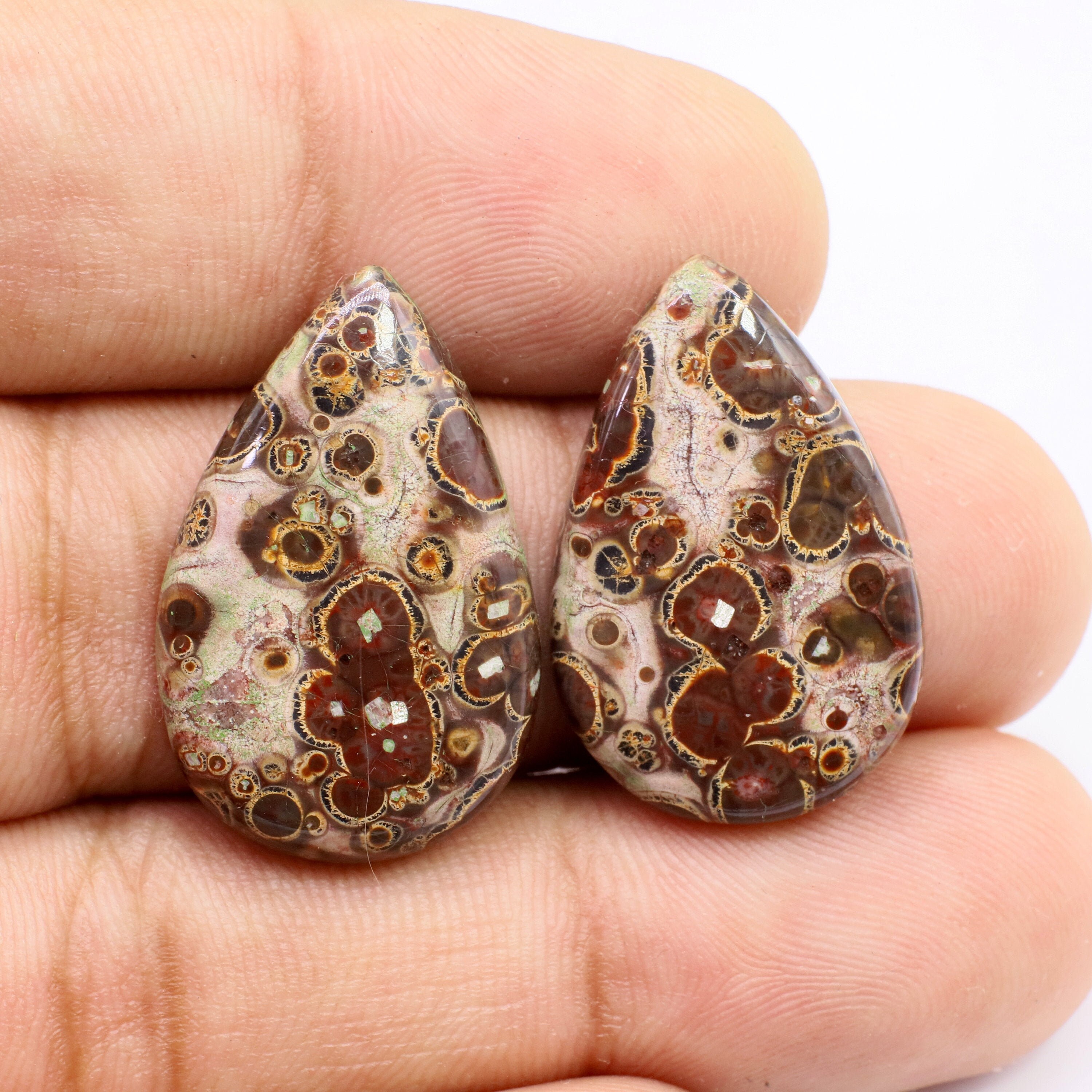 Natural Leopard Skin Jasper Cabochon Loose Gemstone Pear Shape | Etsy