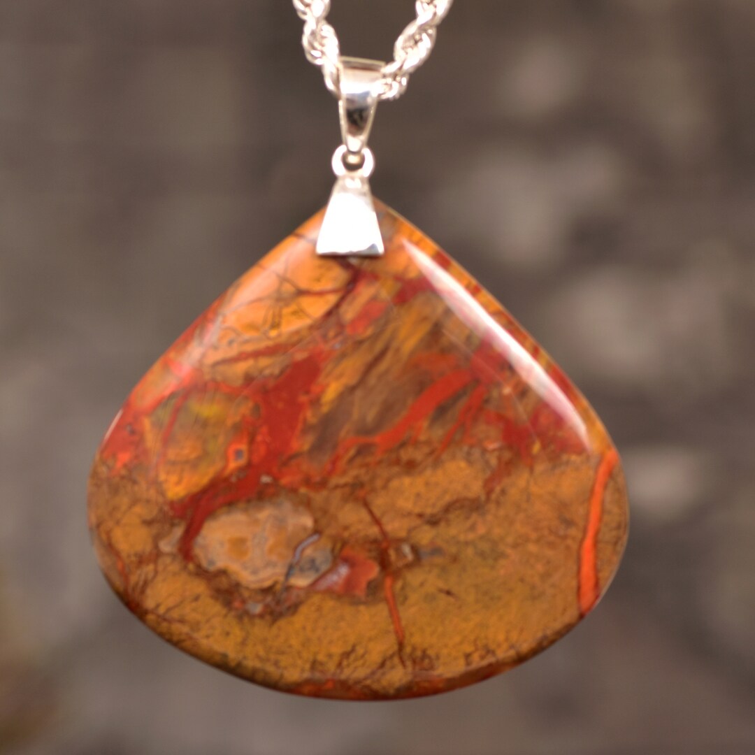 Red Mookaite Gemstone Necklace With Sterling Silver Necklace, Mookaite ...