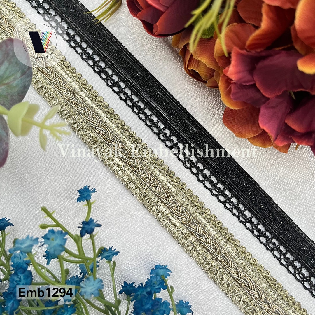 Gold & Black Metallic Gimp Braid Trim: Hat Embellishment, Sewing ...