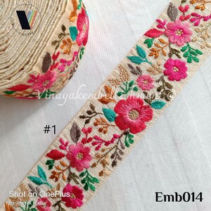 9 Yard 2 Floral Multi Color Embroidered Fabric Ribbon - Etsy