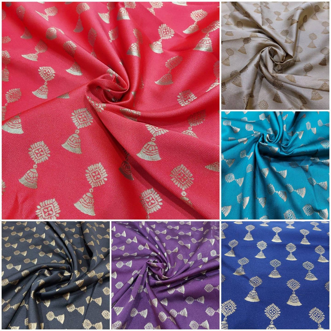 48 Brocade Fabric by Yard,indian Ethnic Pattern Brocade, Art Silk ...
