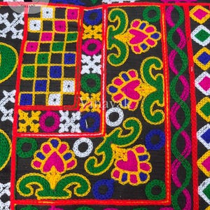 Black Multi Color Indian Banjara Fabric, Colorful Decorative Fabric ...