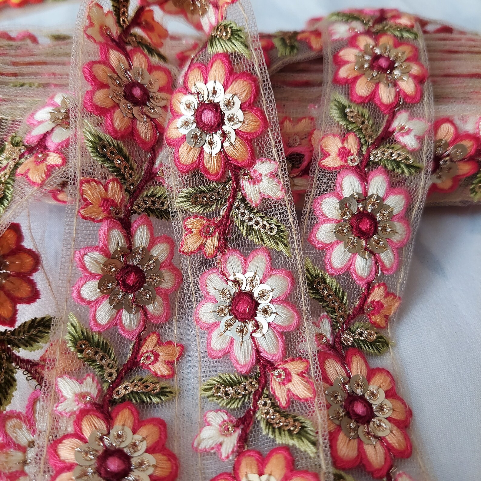 1 Multicolor Narrow Embroidered Trim Decorative Sari - Etsy