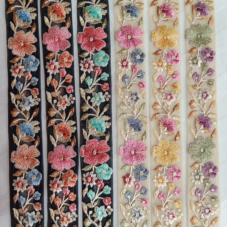 9 Yard 3.5cm Floral Embroidered Ribbon Trim Border Jacket - Etsy