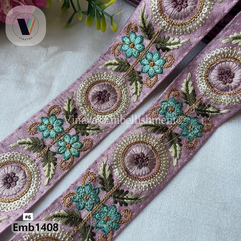 4 Cm Multi Floral Embroidered Narrow Fabric Trim Border, Indian Sari ...