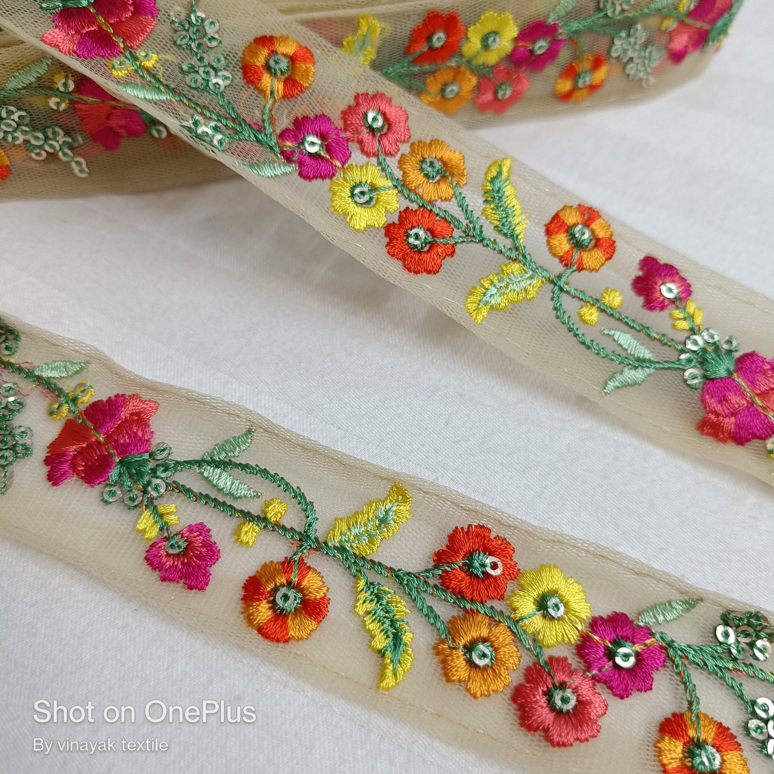 1.25 Multicolor Embroidered Trim by Yard Decorative Sari | Etsy