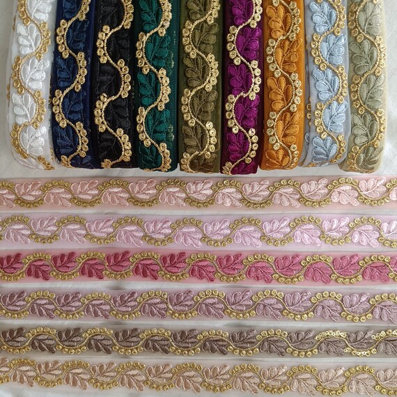 1 Pastel Color Gold Embroidered Trim by Yard Decorative - Etsy