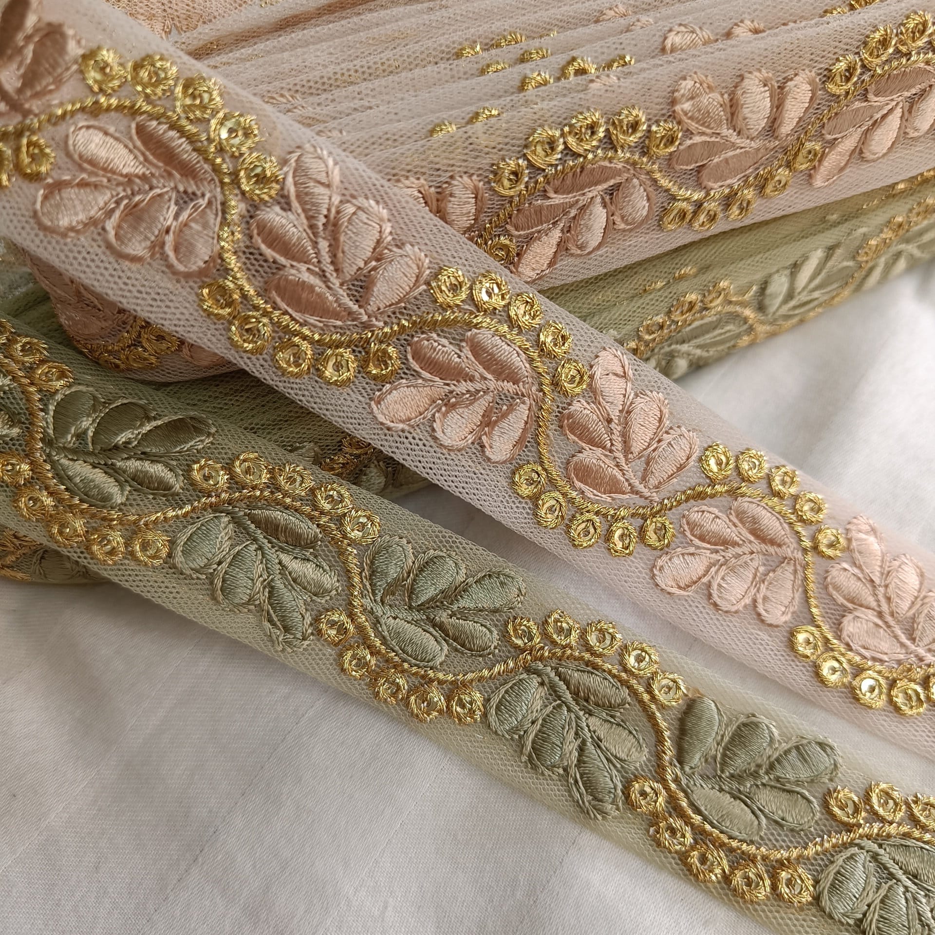 1 Pastel Color Gold Embroidered Trim by Yard Decorative - Etsy