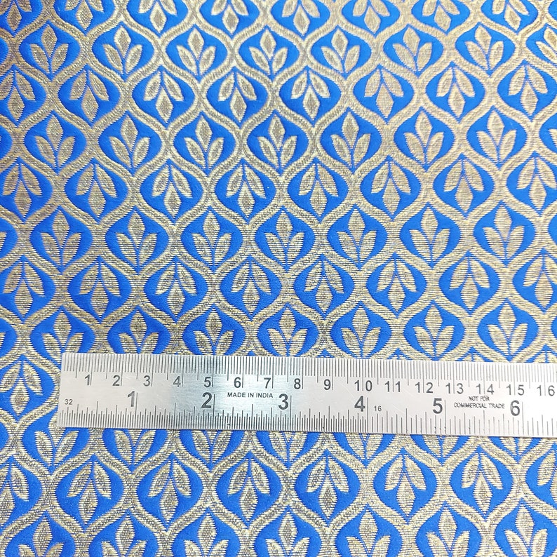 Royal Blue Gold Brocade Fabric by Yardindian Mix Pattern - Etsy